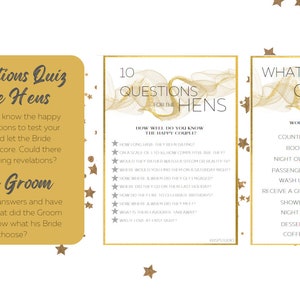 HEN PARTY GAMES - Gold Hen Do - Digital Download Printable Party Game ...