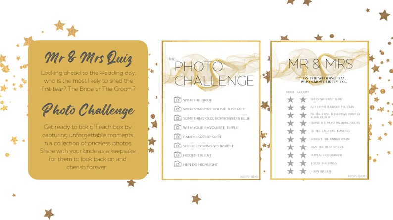 HEN PARTY GAMES - Gold Hen Do - Digital Download Printable Party Game ...