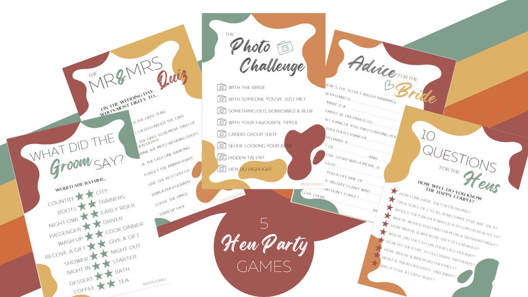 HEN PARTY GAMES - Retro Hen Do - Digital Download Printable Party Game ...