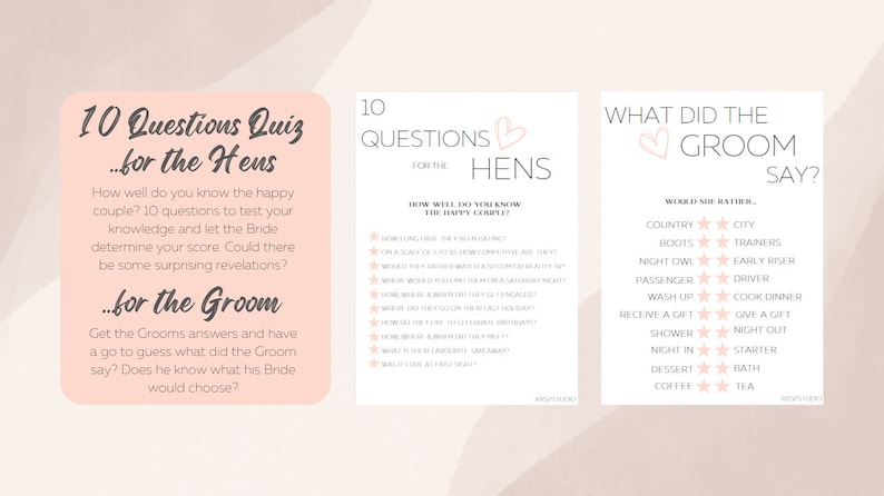 HEN PARTY GAMES - Digital Download Printable Hen Do Party Game Cards ...