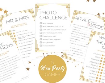 HEN PARTY GAMES - Gold Hen Do - Digital Download Printable Party Game ...