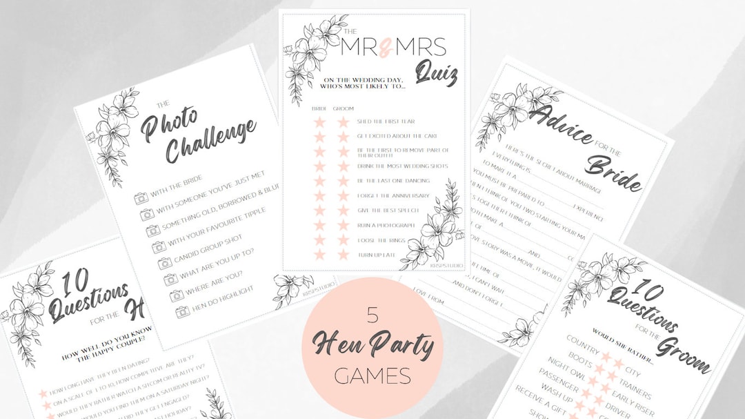 X5 HEN PARTY Games Hen Do Games - Printable Games Card Bundle - Digital ...