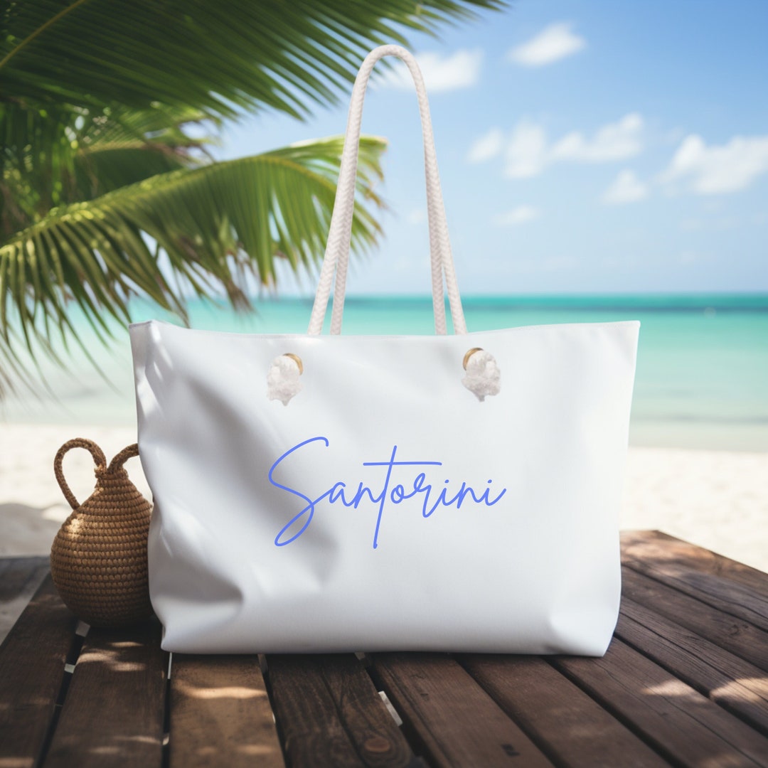 Santorini Greece Bag, Weekender Bag, Beach Bag, Summer Travel Tote ...