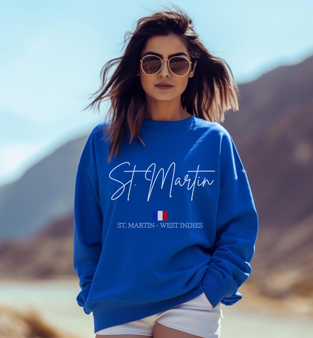 St Martin Crewneck Sweatshirt, St Martin Caribbean Island Sweatshirt, St. Martin Vacation ...
