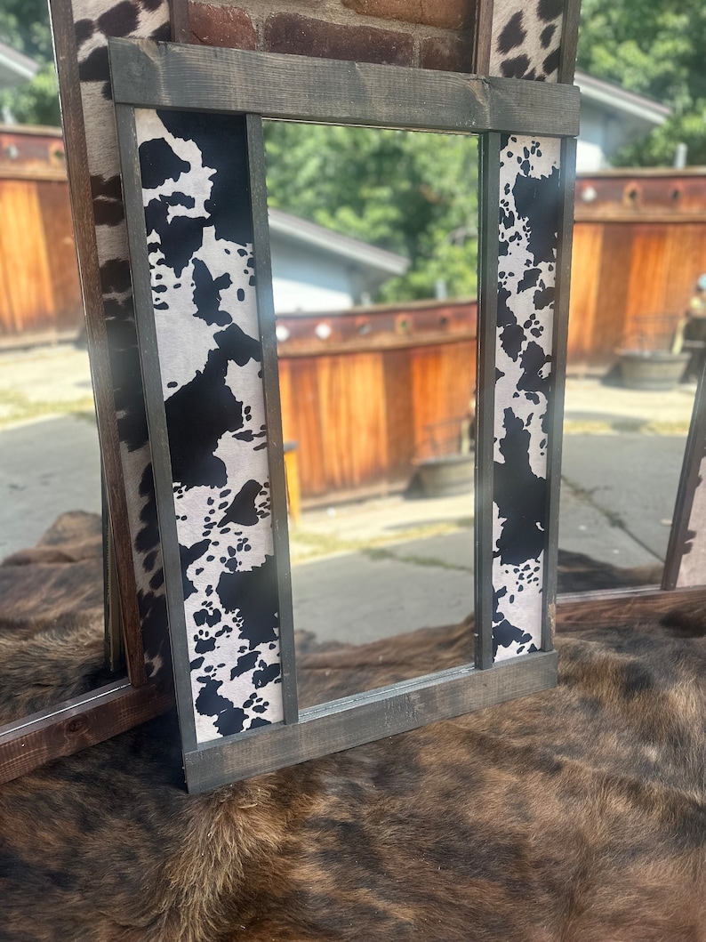 24”x36" Western Mirrors | Cow Print/hide | Aztec | Deer | Wall Art ...