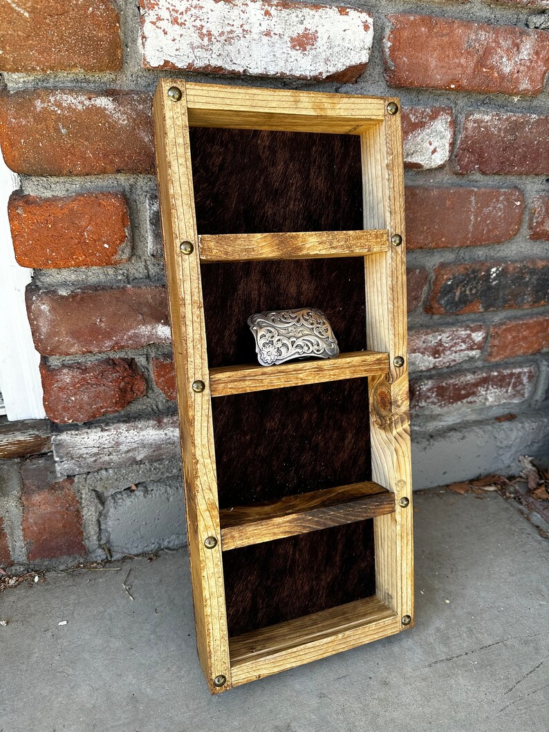 Western 4 Buckle Display Case | Cowboy Belt Buckle Holder, Cow Print - Etsy