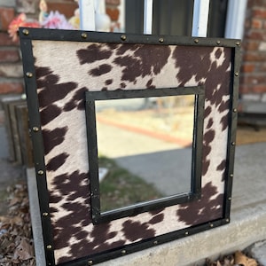 Cowprint Western Mirror | Studded Frame, Rustic Country Decor - Etsy