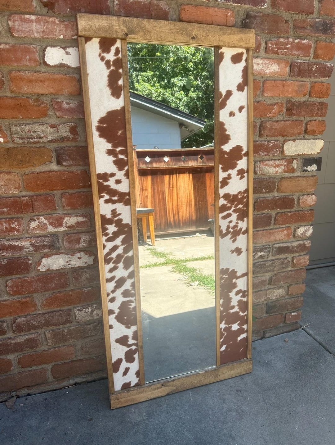 53” X 24” Standing Western Cowprint Mirror | Wall Art | Western Style ...