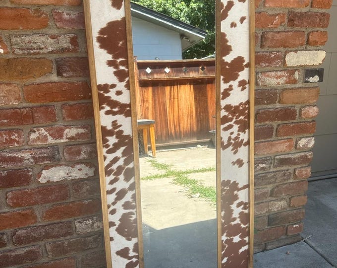 Cowhide Framed Mirror With Hangers - Etsy