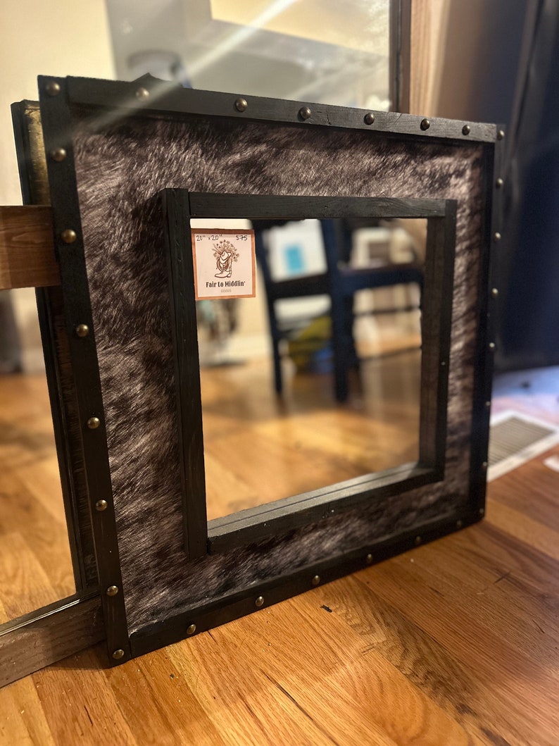 Cowprint Western Mirror | Studded Frame, Rustic Country Decor - Etsy