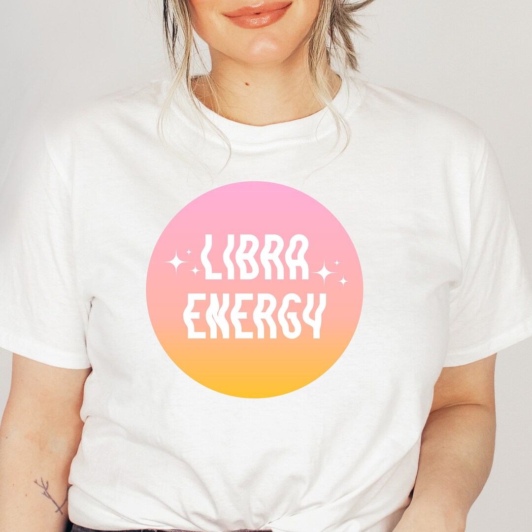 Libra Shirt Libra Energy Gradient Pastel Pink Orange Retro - Etsy