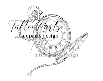 20 Realistic Pocket Watch Tattoo Stencil Procreate Brush Set - Etsy