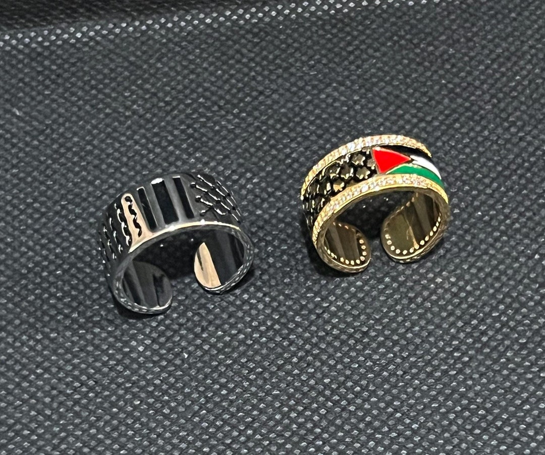 Palestine Rings Set Palestine Flag Ring Kufiyah Ring Palestinian ...