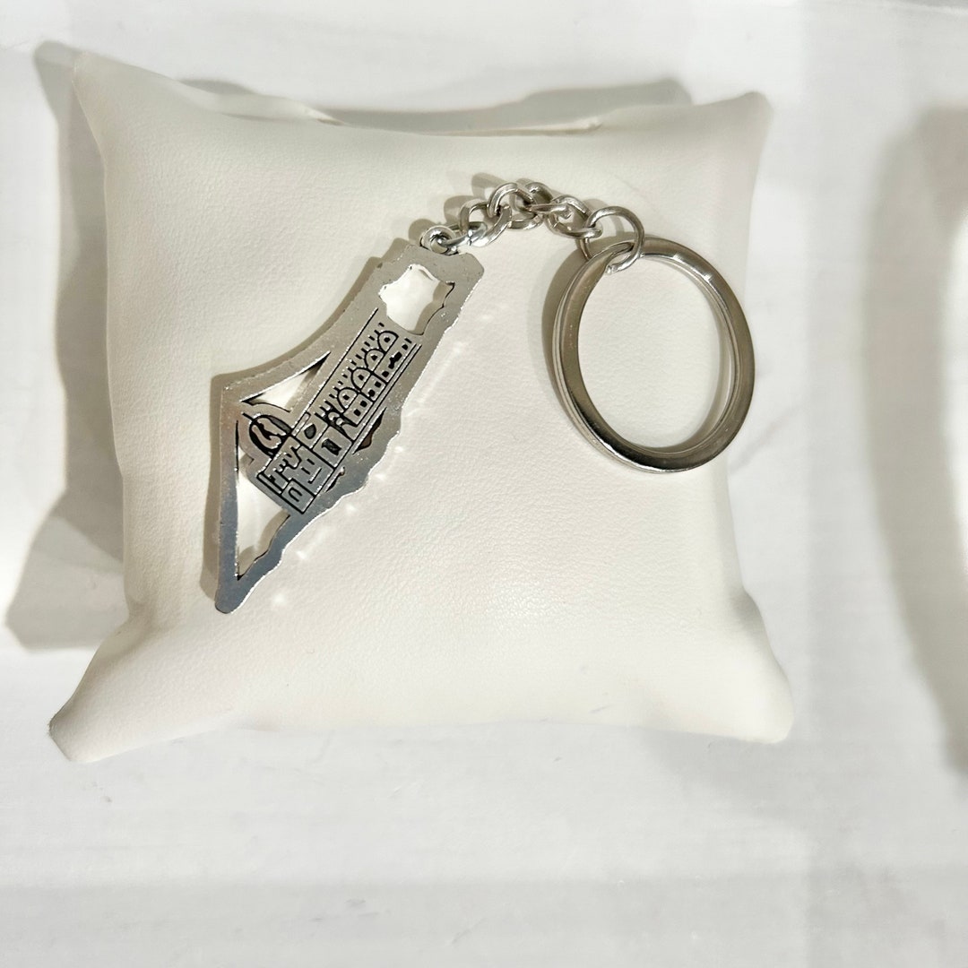 Palestine Map Keychain Vintage Silver Color Palestinian Accessories ...