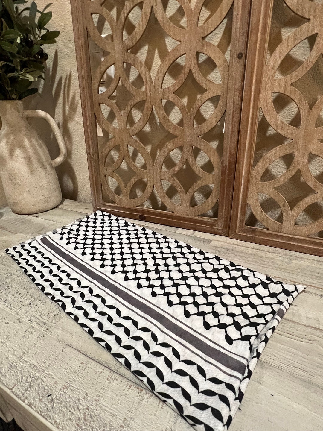 Palestine Kuffiya Large Head Band Black and White Color Palestinian ...