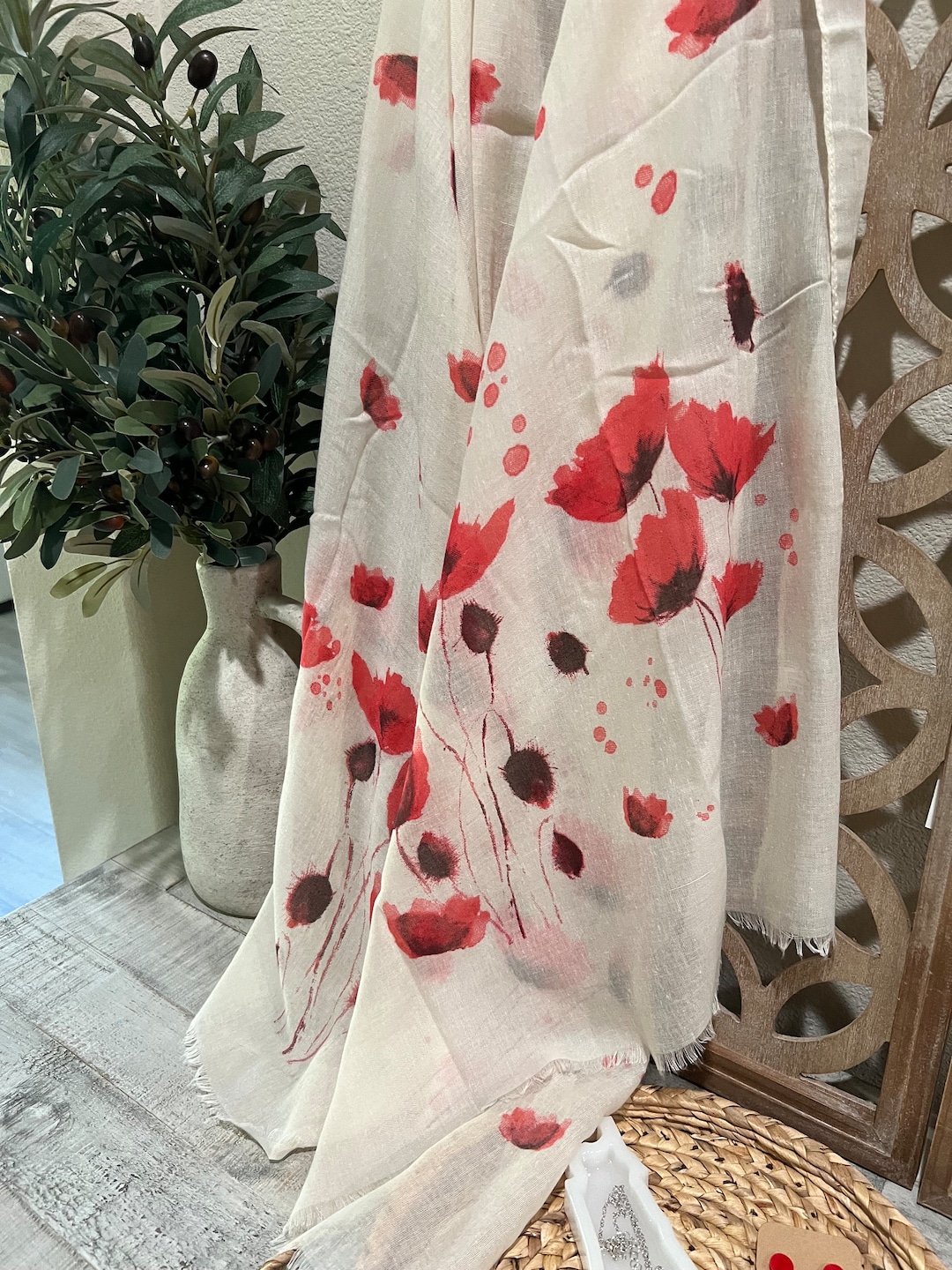 Palestine Poppy Flower Print Hijab Head Covering Palestinian ...