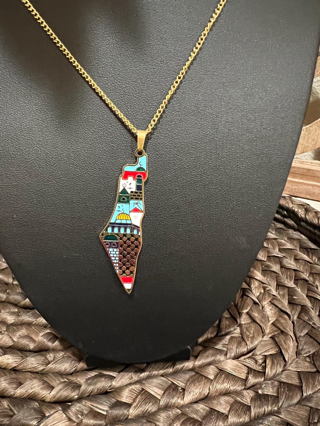 Gold Plated Palestine Necklace Palestine Map Necklace Palestinian ...