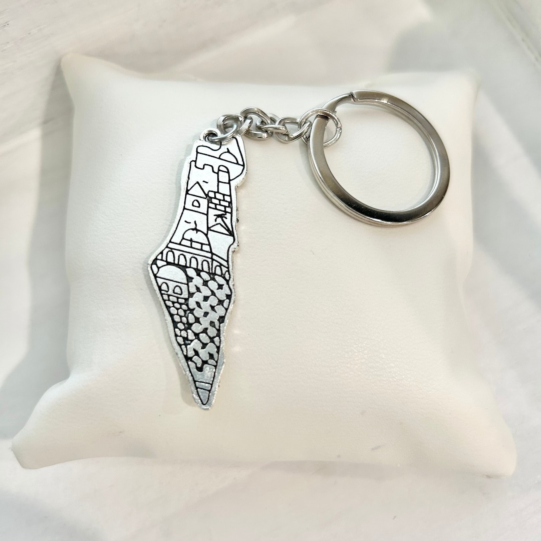 Palestine Keychain Palestine Map Keychain Vintage Silver Color ...