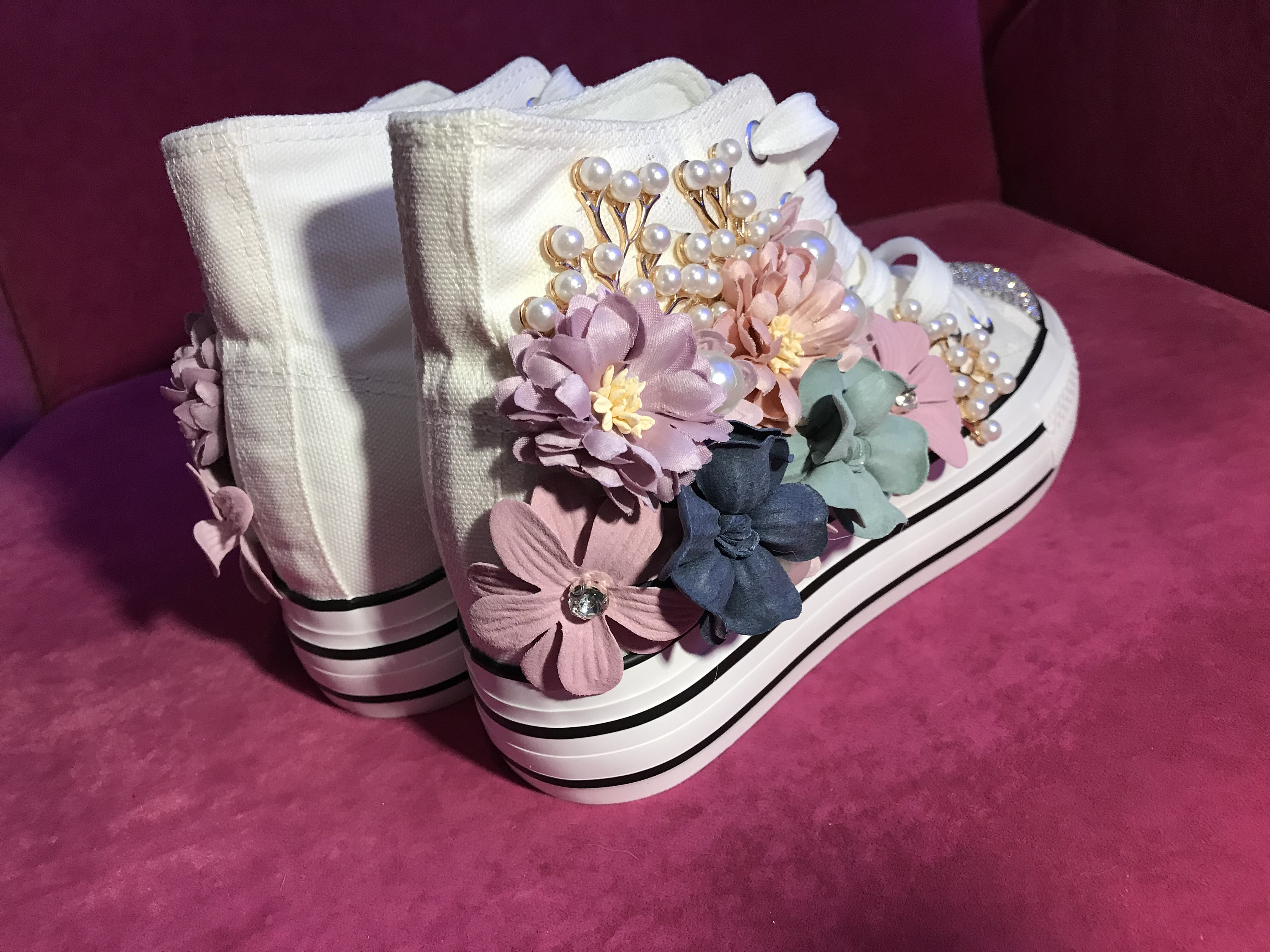 New Handmade Women's High Top Wedge Heel Sneakers Trainers - Etsy