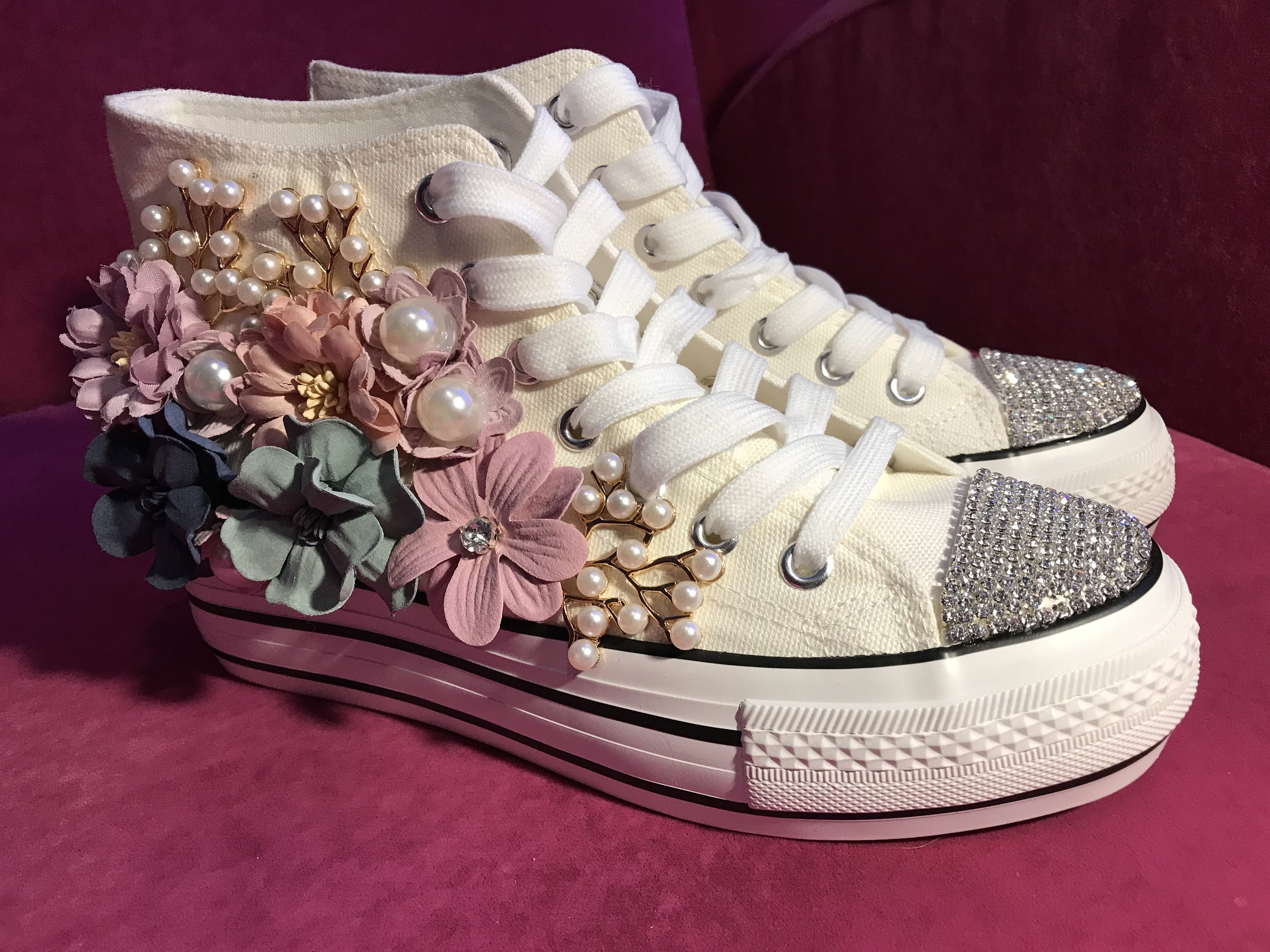 New Handmade Women's High Top Wedge Heel Sneakers Trainers - Etsy