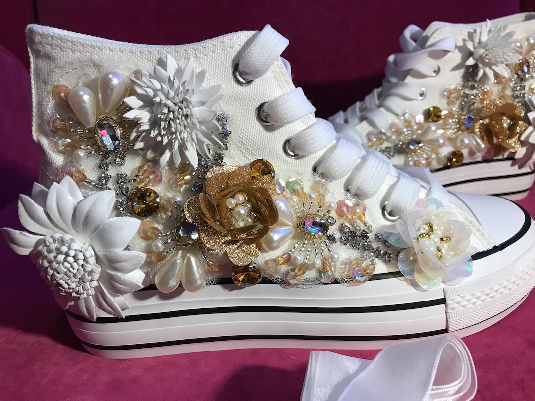 New Handmade Women's High Top Wedge Heel Sneakers Trainers Lace up ...