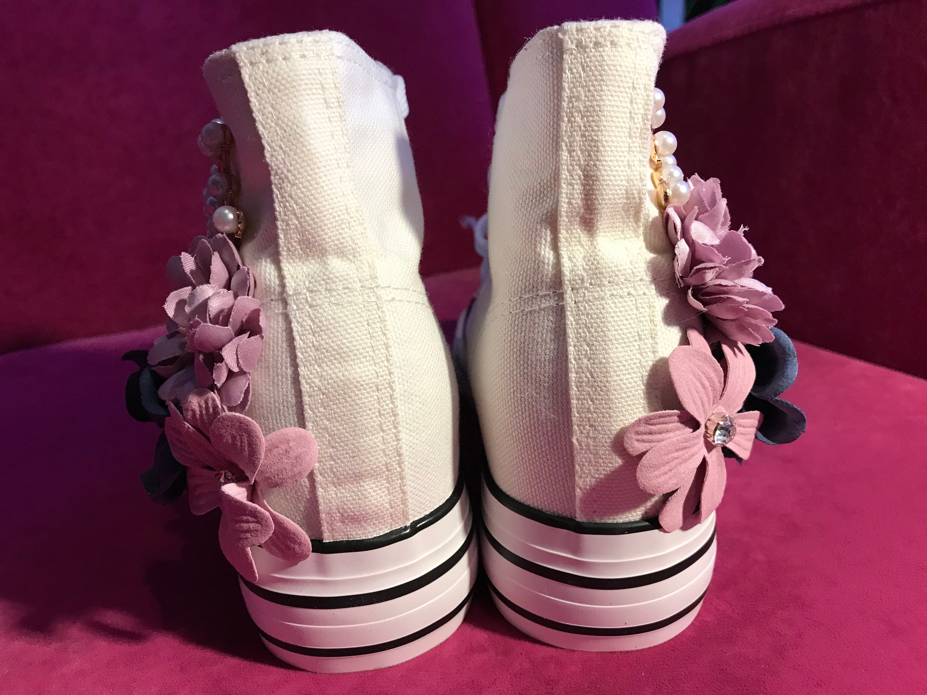New Handmade Women's High Top Wedge Heel Sneakers Trainers - Etsy