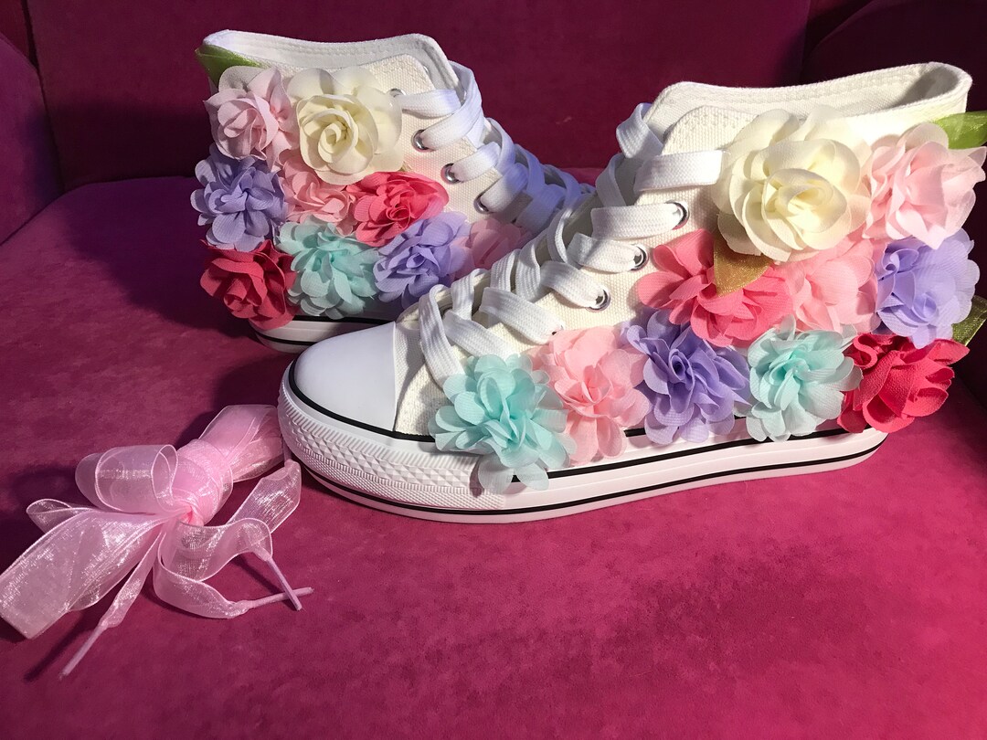 New Handmade Women's High Top Wedge Heel Sneakers Trainers Lace up ...