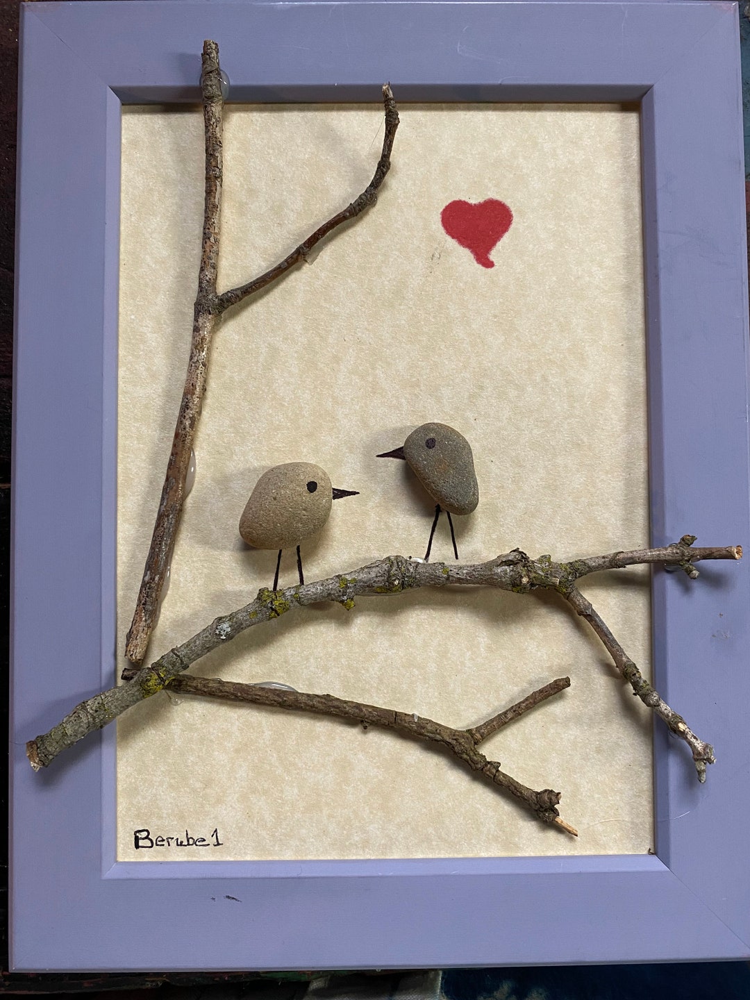 Love Birds - Pebble Art - Etsy