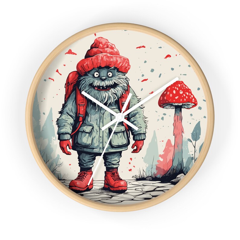 Bigfoot Wanderer Mushroom Clock, Cute Sasquatch, Yeti Bigfoot, Mushroom ...