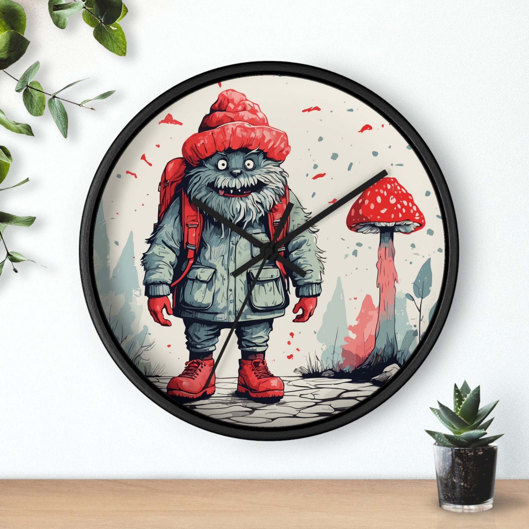 Bigfoot Wanderer Mushroom Clock, Cute Sasquatch, Yeti Bigfoot, Mushroom ...