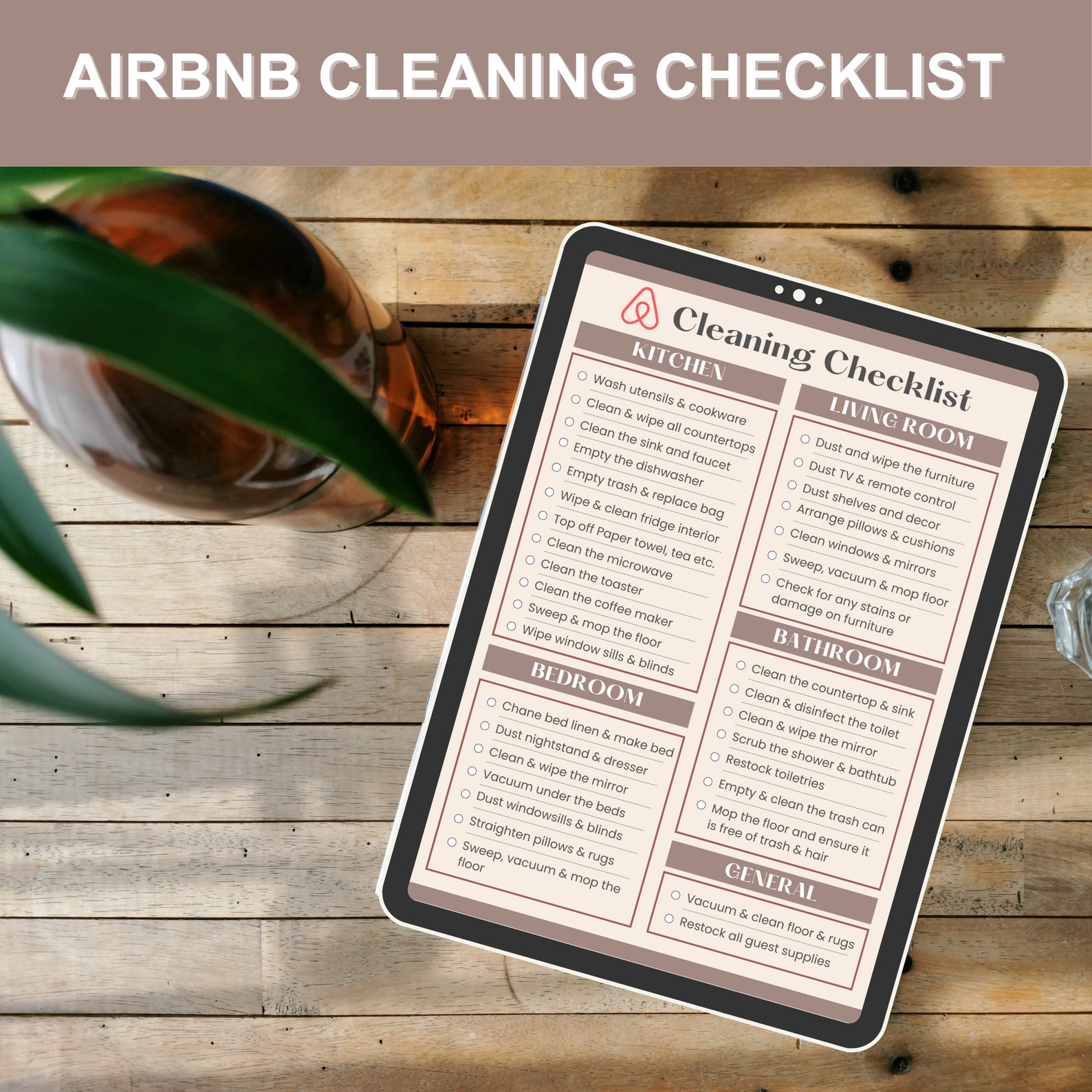 Minimalist Airbnb Checklist | Editable Airbnb Canva Template | Vacation ...