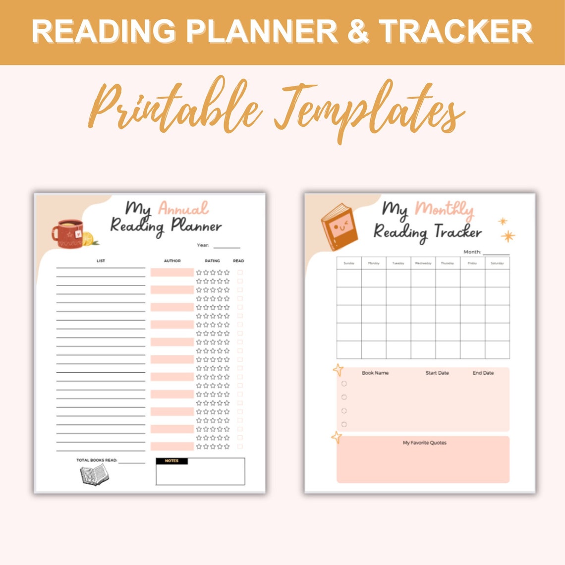 Reading Planner & Tracker Printable Template Reading Habit Tracker A4 ...