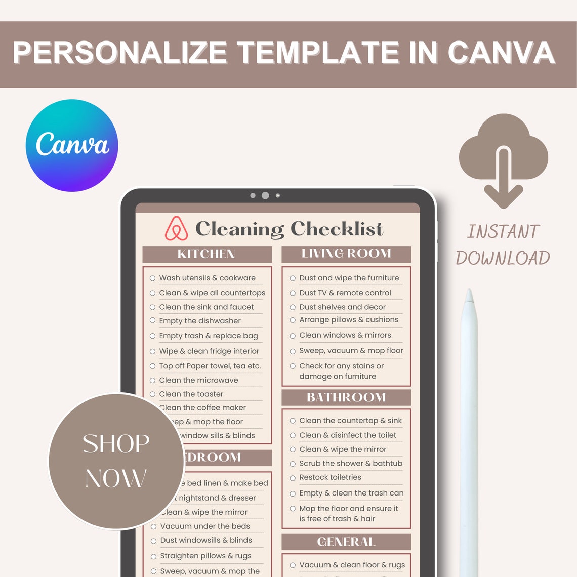 Minimalist Airbnb Checklist Editable Airbnb Canva Template Vacation ...