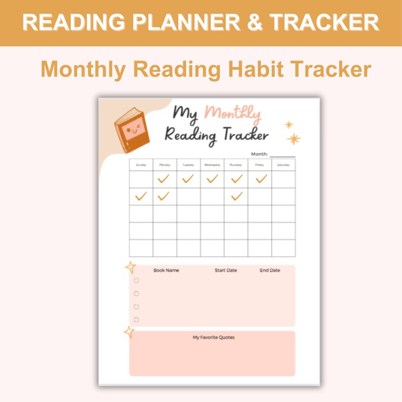 Reading Planner & Tracker Printable Template Reading Habit Tracker A4 ...