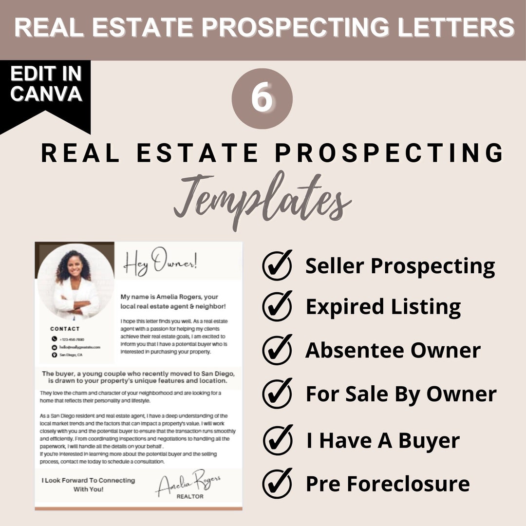 6 Real Estate Prospecting Letter Template Bundle Real Estate Marketing