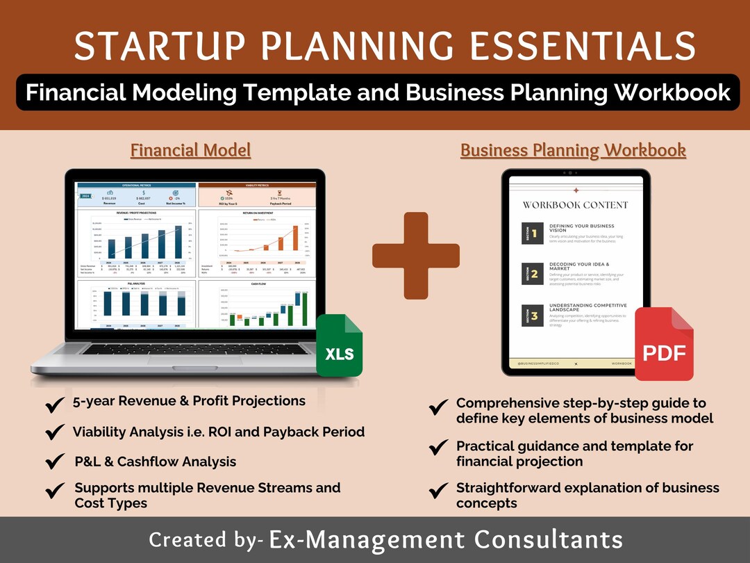 Startup Financial Model and Business Plan Workbook (excel & PDF) - Etsy
