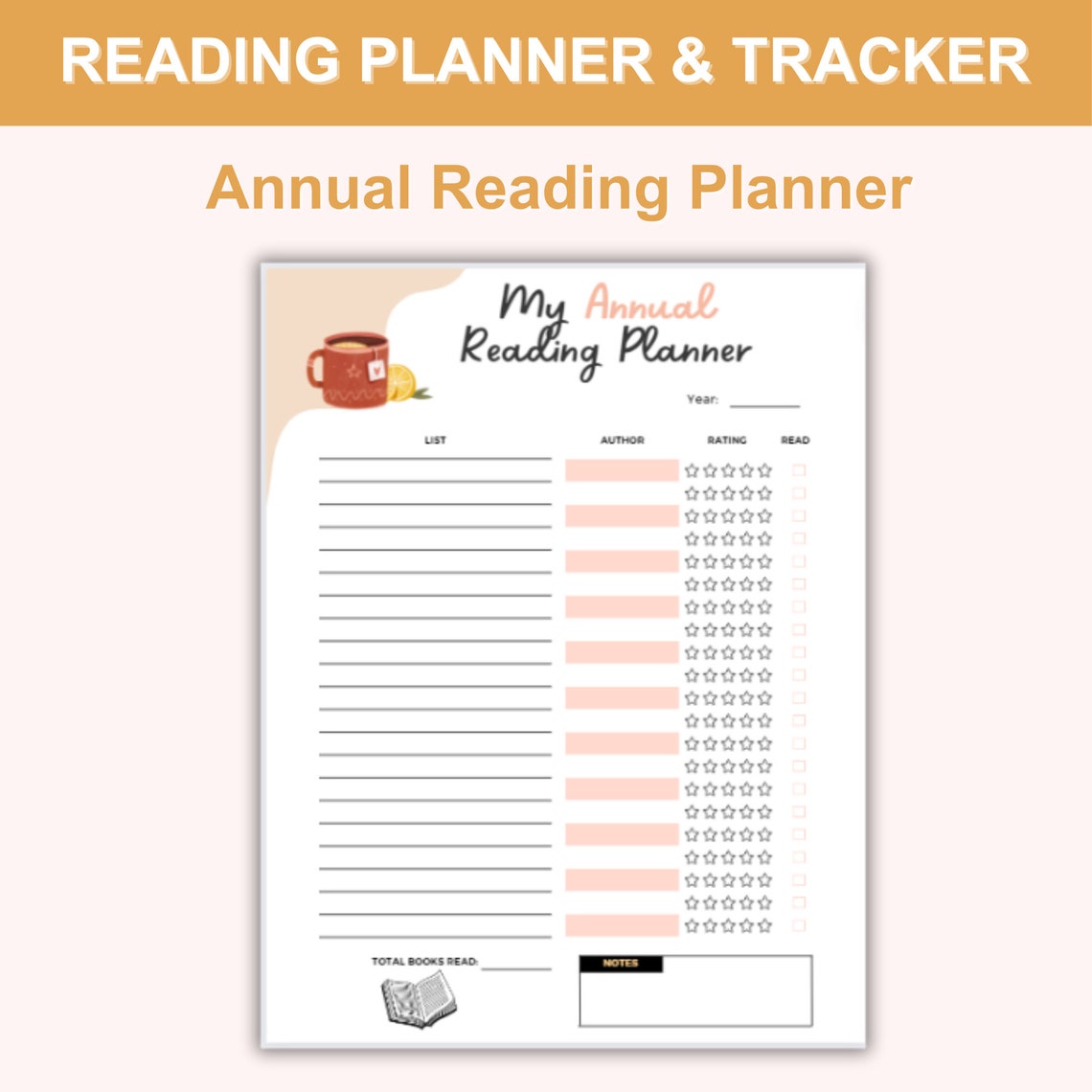Reading Planner & Tracker Printable Template Reading Habit Tracker A4 ...
