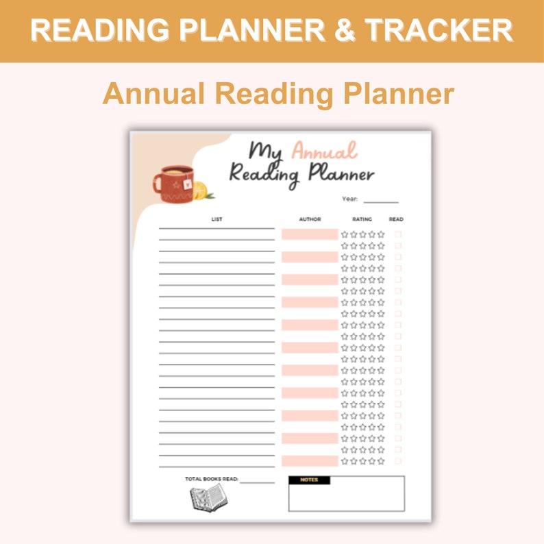 Reading Planner & Tracker Printable Template Reading Habit Tracker A4 ...