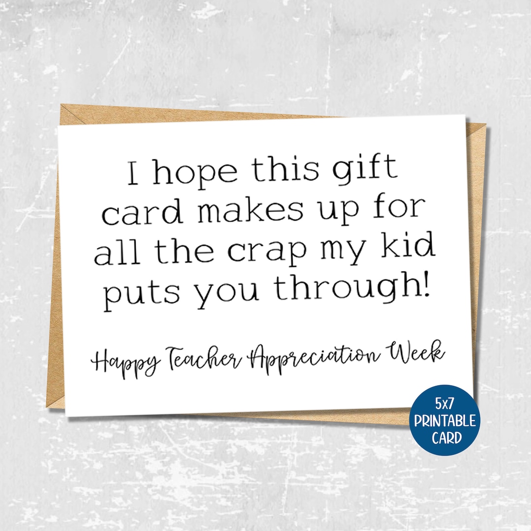 Teacher Appreciation Gift Card Holder, Funny Teacher Appreciation Week ...