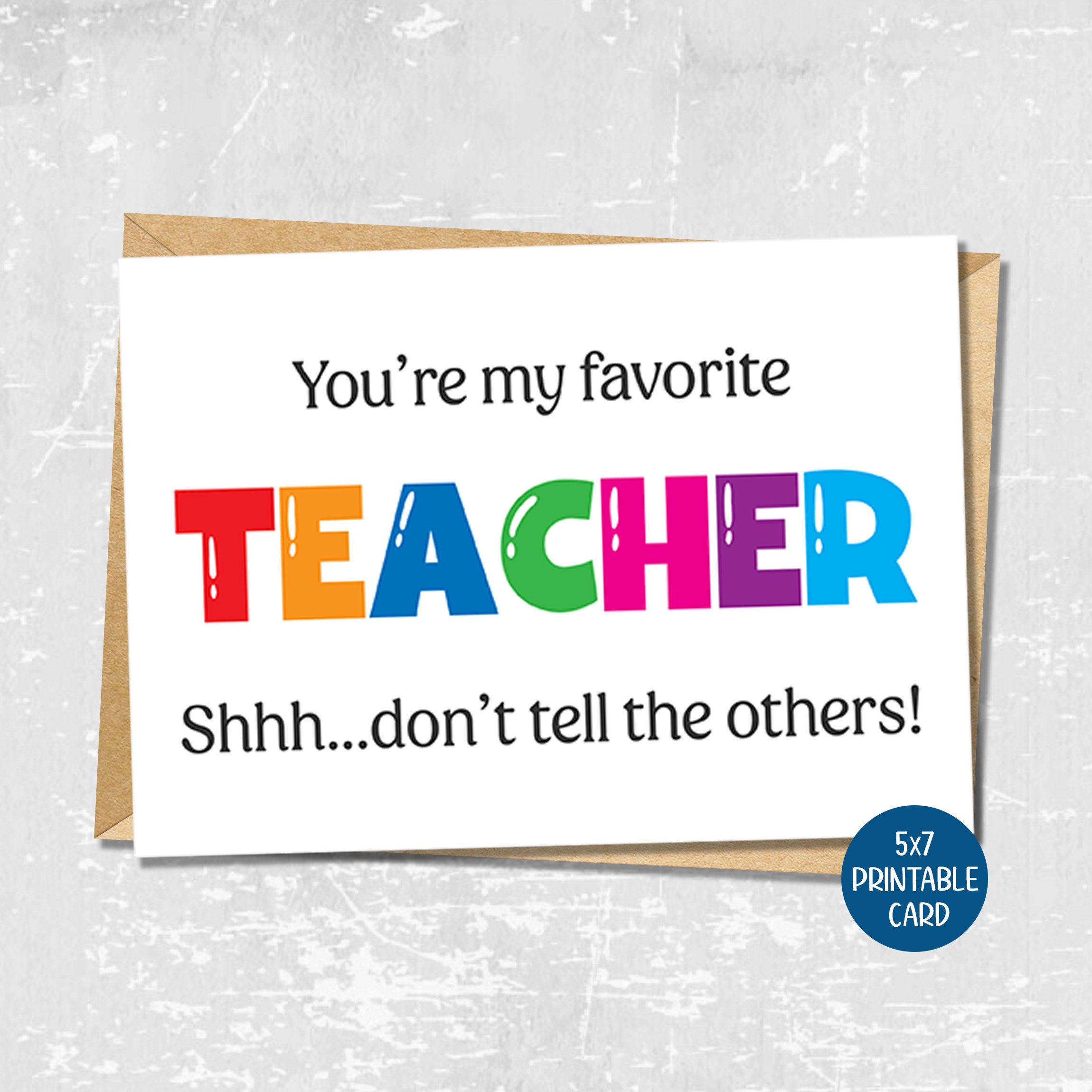Funny Thank You Card for Teacher, Teacher Appreciation Week Printable ...