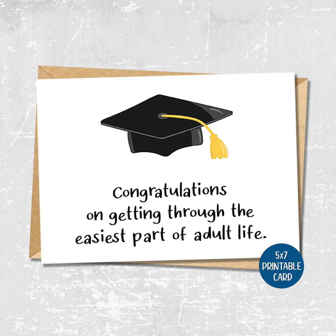 Funny Graduation Card, College Graduation Printable Card, High School ...