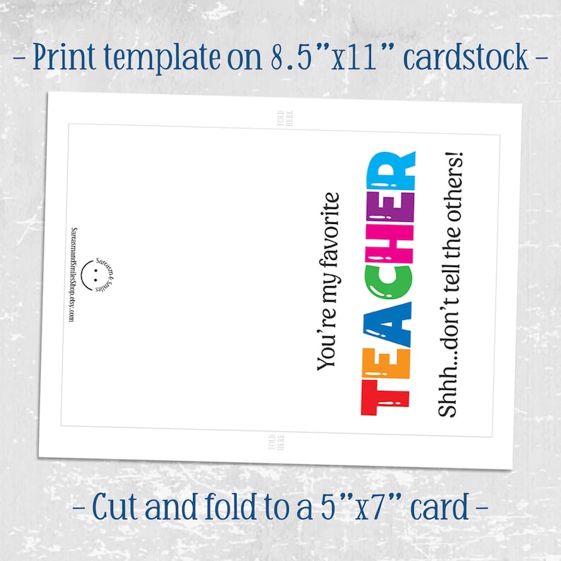 Funny Thank You Card for Teacher, Teacher Appreciation Week Printable ...