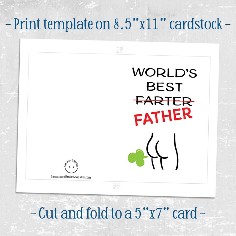 Worlds Best Farter Funny Dad Card From Son, Fathers Day Card From ...