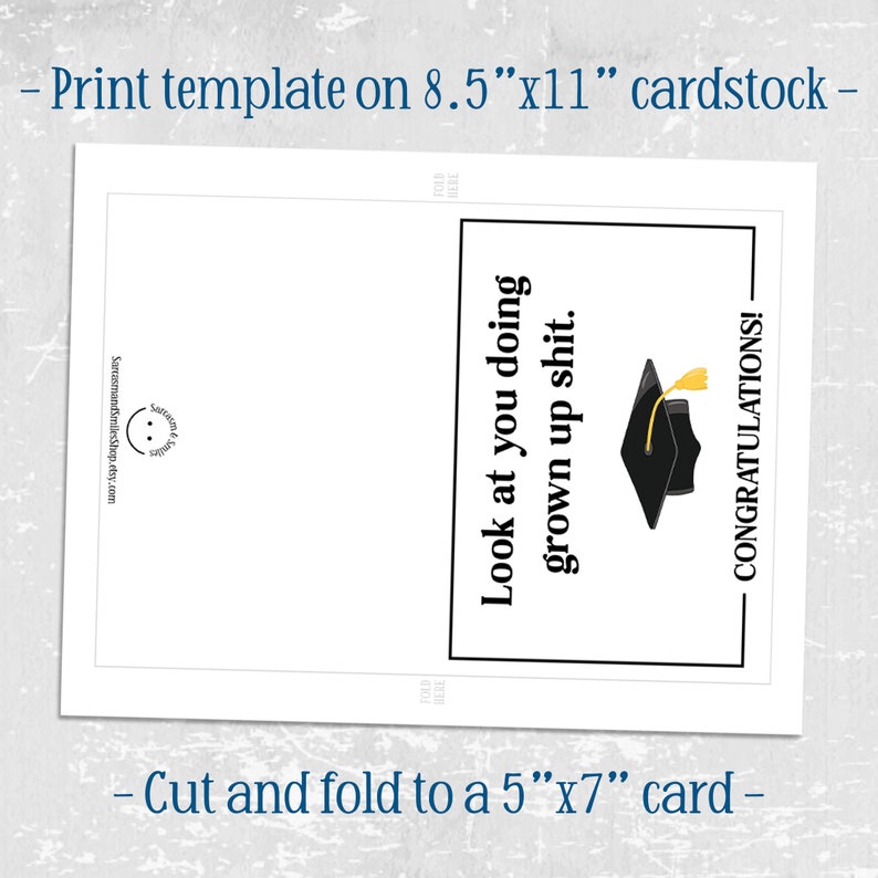 Funny Grad Card, Printable Graduation Card, Sarcastic Grad Gifts for ...