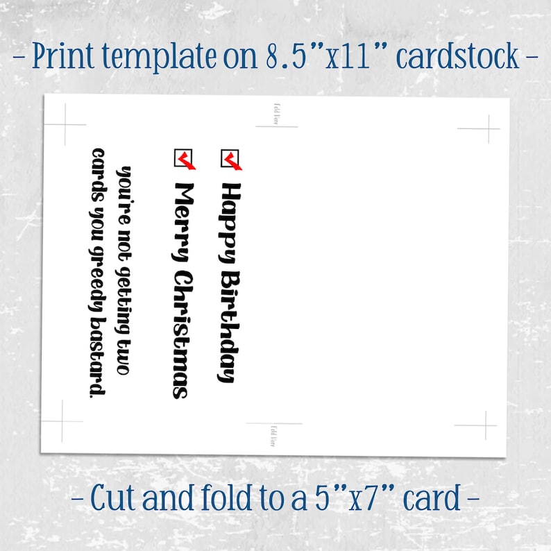 Funny December Birthday Card, Printable Christmas Birthday Card, Winter ...