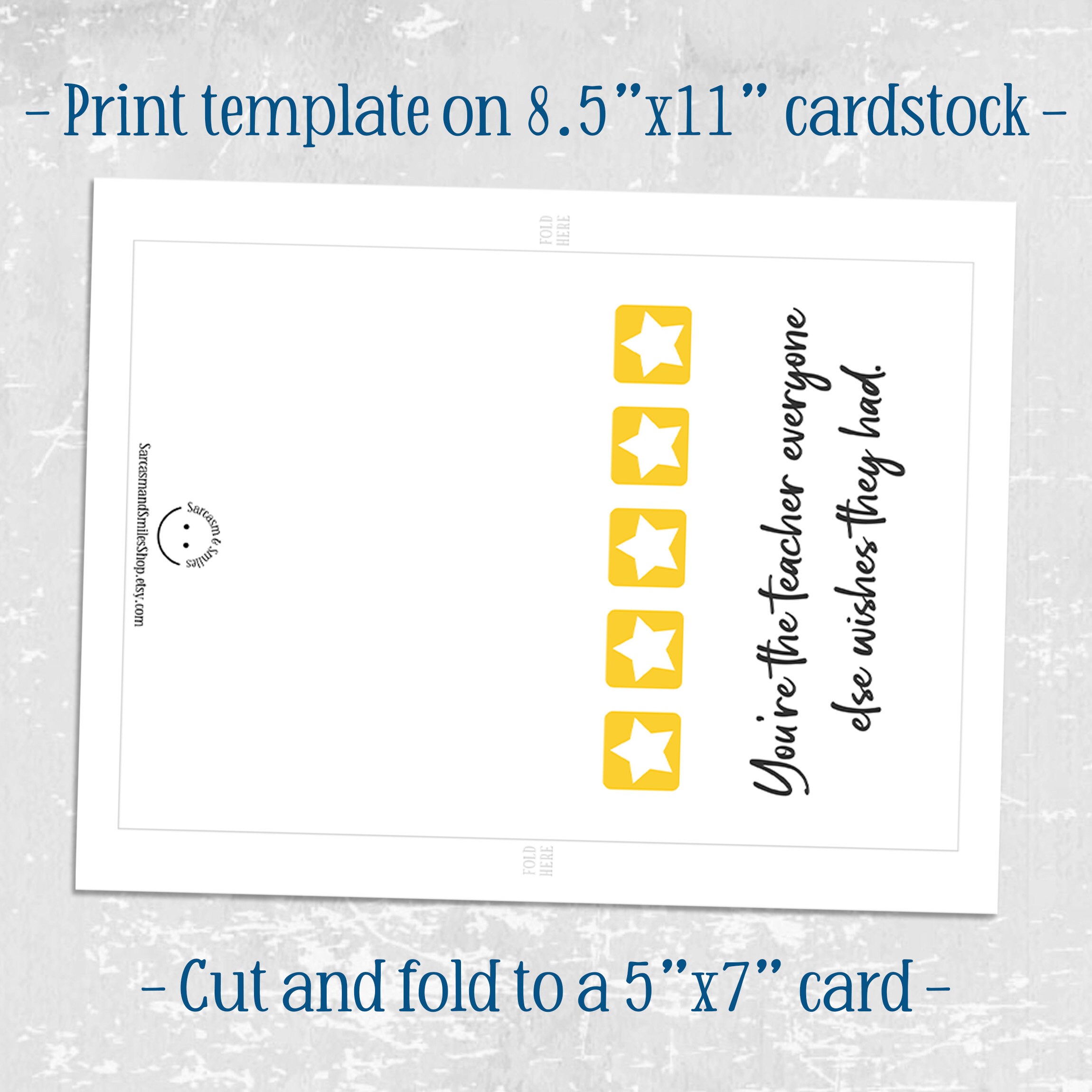 Teacher Appreciation Week Printable Card, End of Year Teacher Gift ...