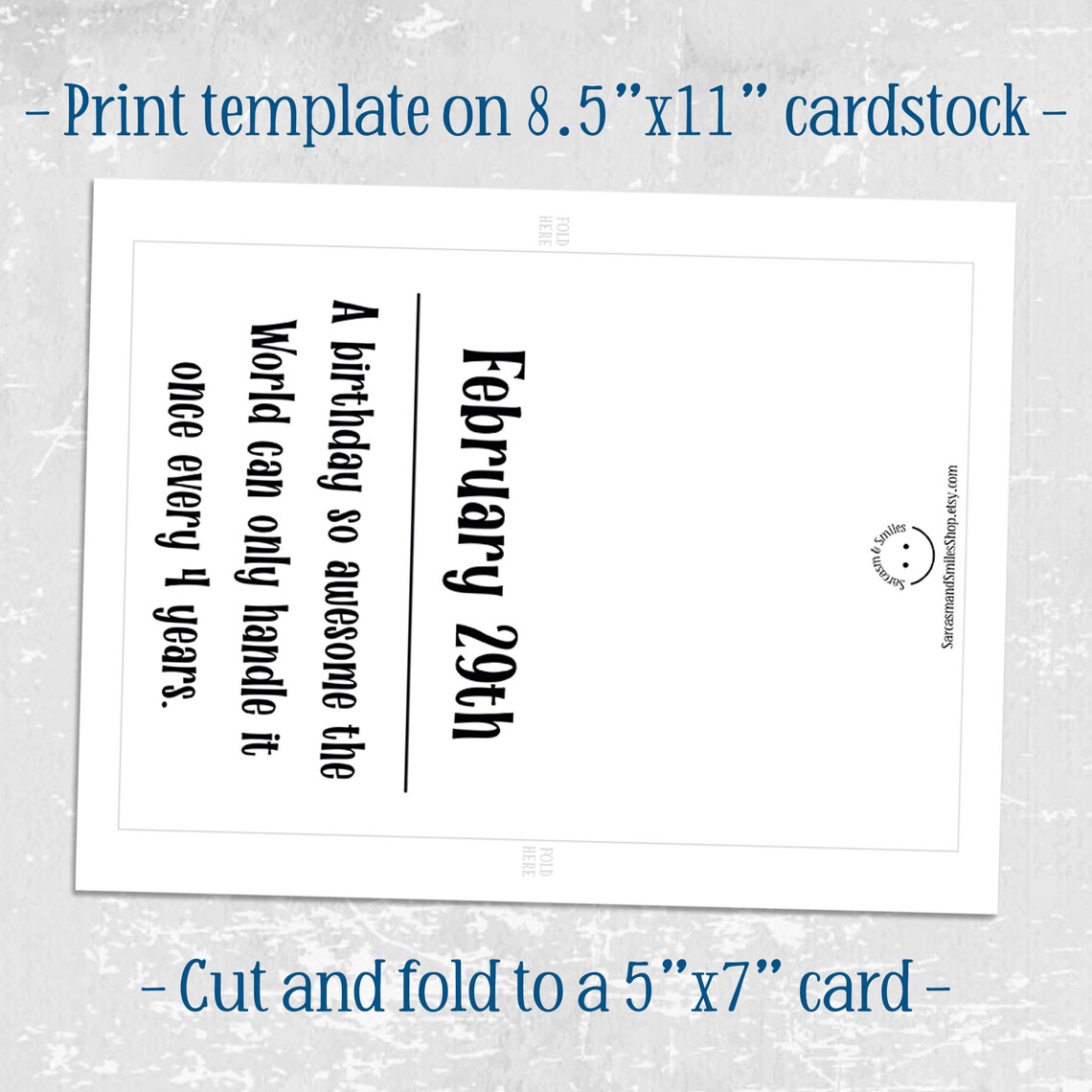 Leap Year Birthday Card, Printable Funny Birthday Card, Last Minute ...