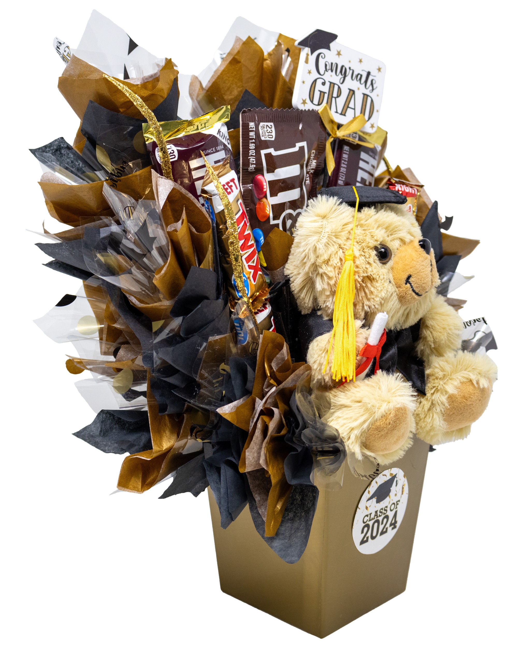 Celebrate the Grad Teddy Bear & Candy Bouquet - Etsy