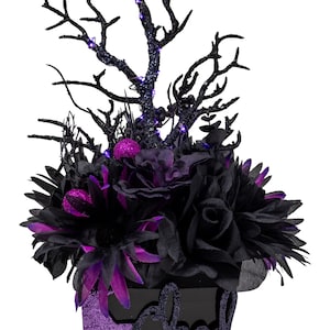 Wicked Halloween Floral Arrangement With Fairy Lights - Etsy