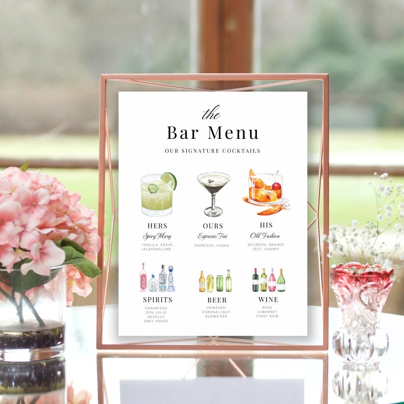 Bar Menu Template, Modern Editable Drink Menu Template, Minimalist ...